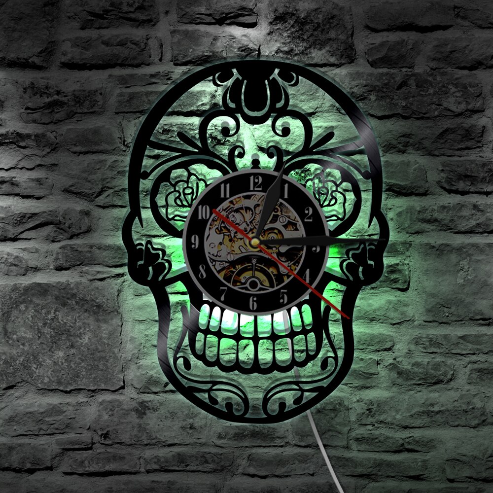 1Piece The Day of Dead l Wall Clock With Led Light... – Grandado