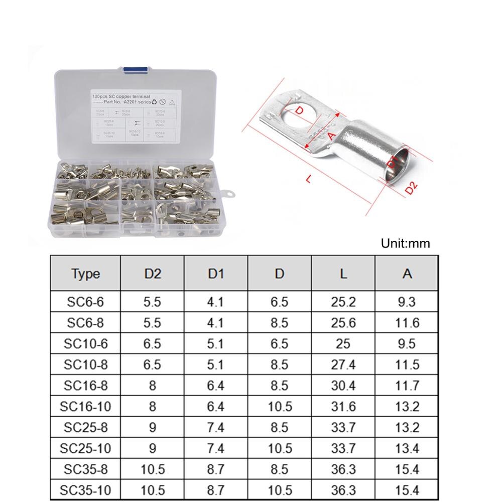 120 Stuks Bolt Gat Vertind Koper Terminals Set-Dra... – Grandado