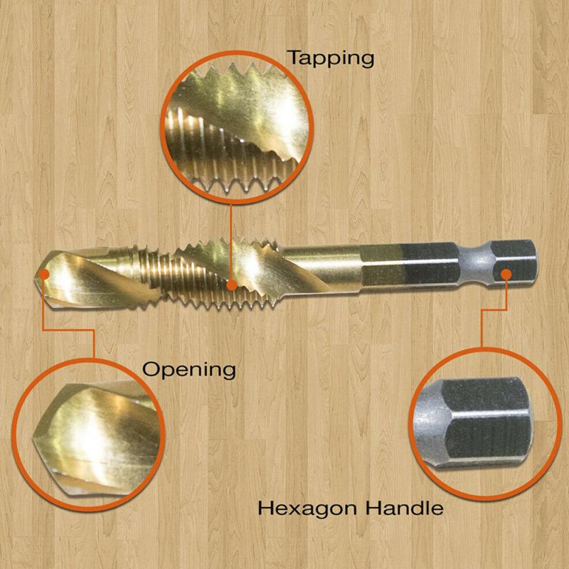 6Pcs Solid Spiraal Draad Tap Set Hex Shank Roestvr... – Grandado