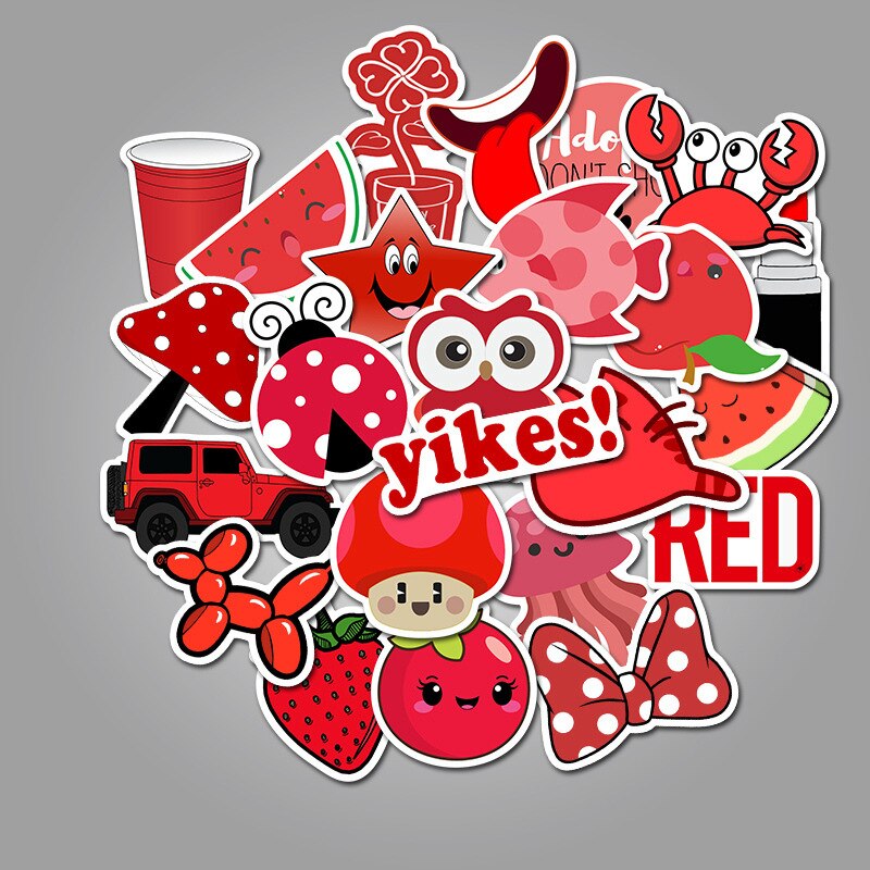 50pcs vsco Girl Stickers Cartoon Red Cute Girls St... – Grandado