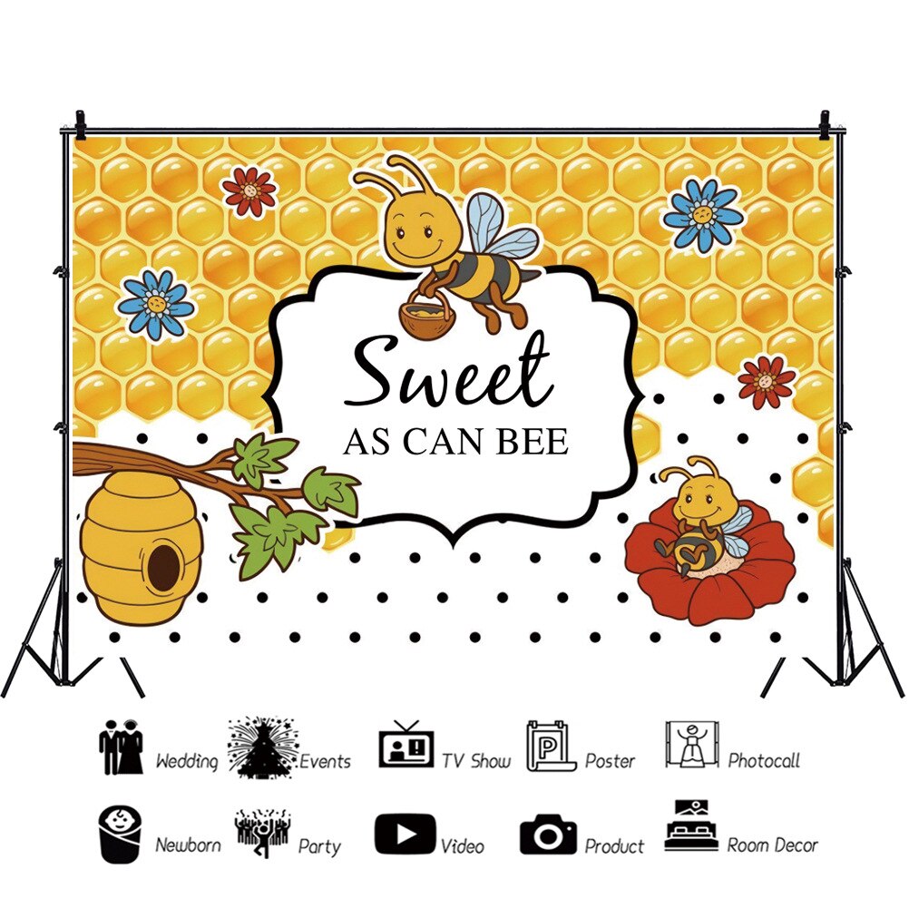Happy Birthday Party Backdrop Cute Bee Photography... – Grandado