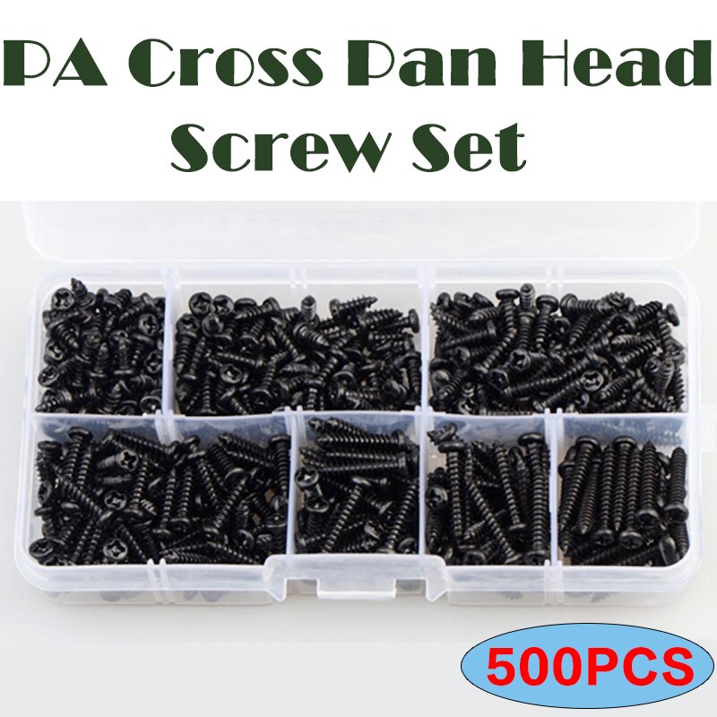 M3 Carbon Steel 500pcs Black PA cross Round Pan He... – Grandado