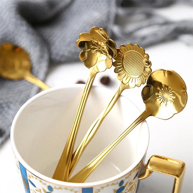 1PCS Stainless Steel Spoon Rainbow Flower Spoons S... – Grandado