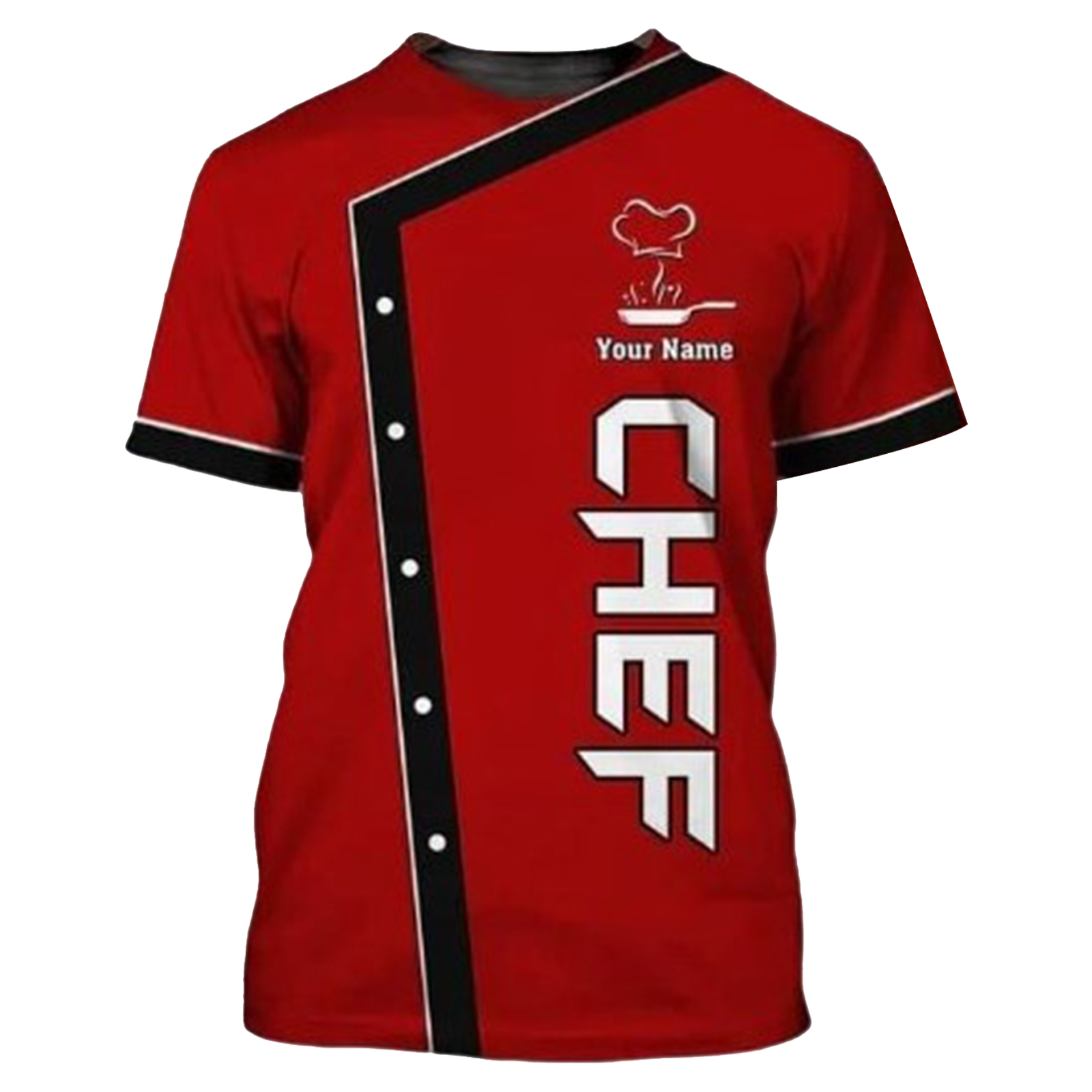 Mens Chef T Shirt Work Uniform 3D Printed Contrast... – Grandado