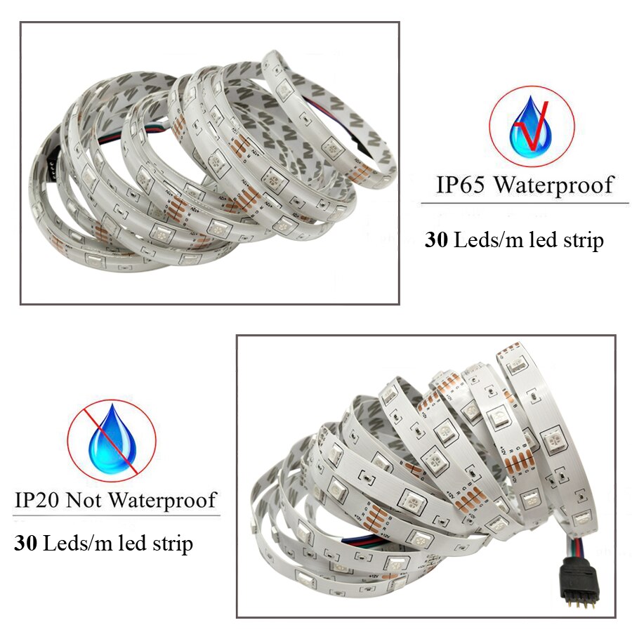 Rgb led-strip 5m 5050 dc12v waterdichte led-stripv... – Vicedeal