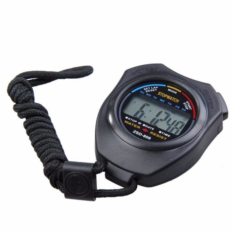Black Digital Handheld LCD Chronograph Sports Stop... – Grandado