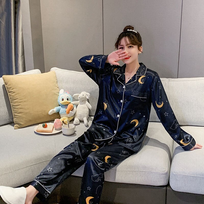 Pajama women Men Satin Pajamas Sets Couple Sleepwe... – Vicedeal