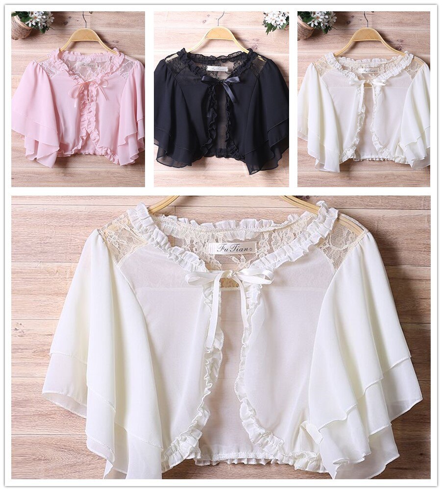 Wit Vrouwen Korte Mouw Chiffon Bolero Bolero Beach... – Grandado