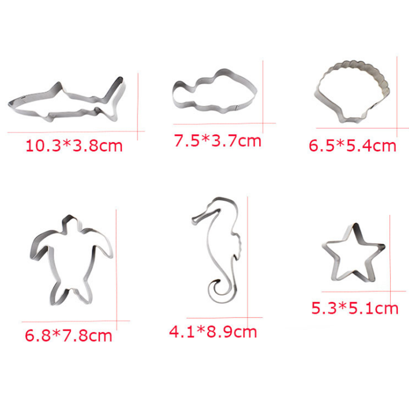 6pcs/set Sea Cookie Cutters Shell Turtle Shark Fis... – Grandado
