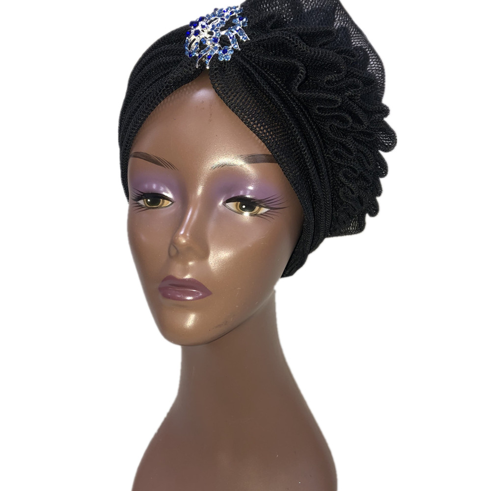 Blue Aso Oke Gele African Headtie Already Made Gel... – Grandado