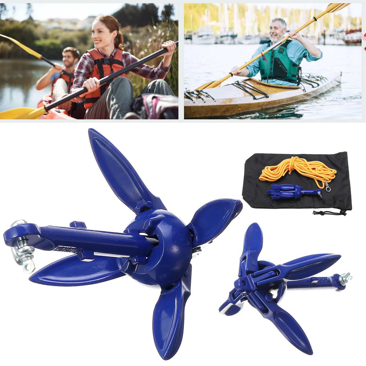 4-tine R owing Boats Folding Anchor Small Boat Anc... – Grandado