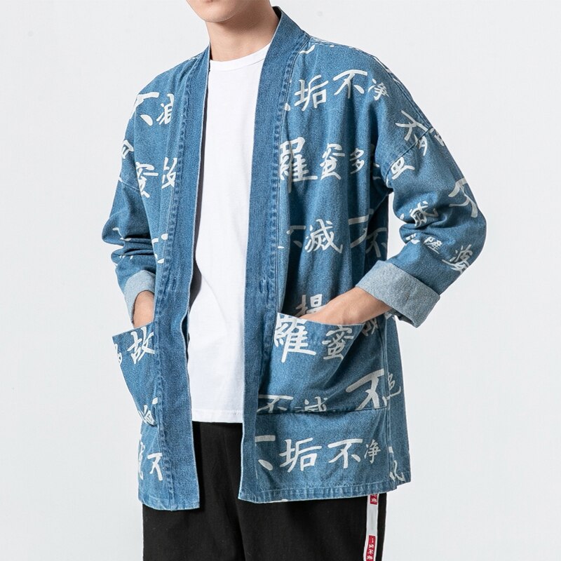 Men Streetwear Hip Hop Casual Denim Jacket Chinese... – Grandado
