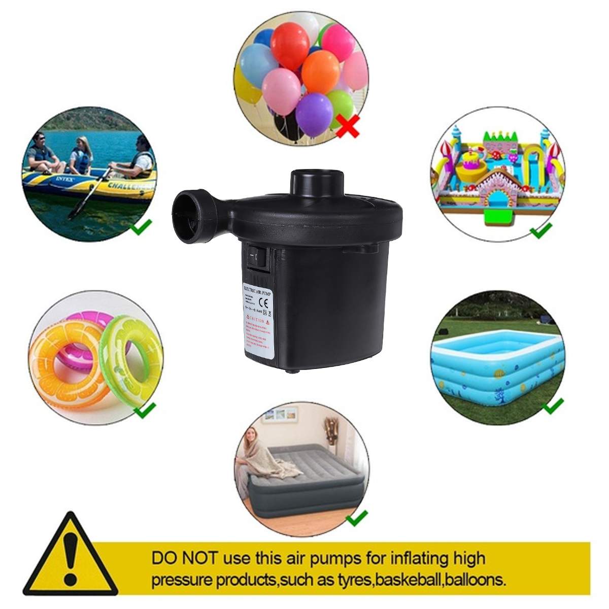 DC 12V Portable Electric Air Pump Air Mattress Boa... – Grandado