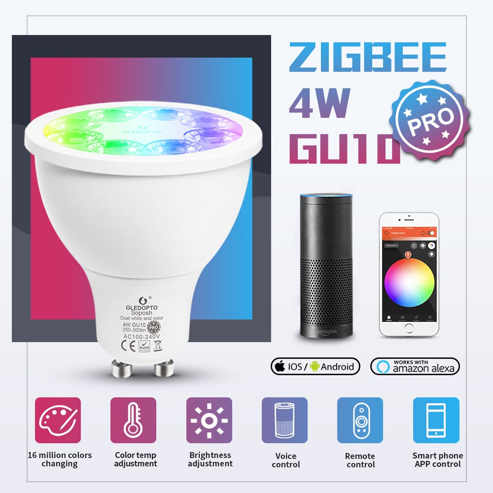 ZigBee 3.0 Pro Smart GU10 MR16 4W Spotlight RGB CC... – Grandado
