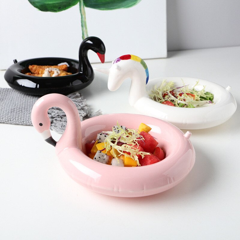 Flamingo keramisk dessert skål enhjørning snack pl... – Grandado
