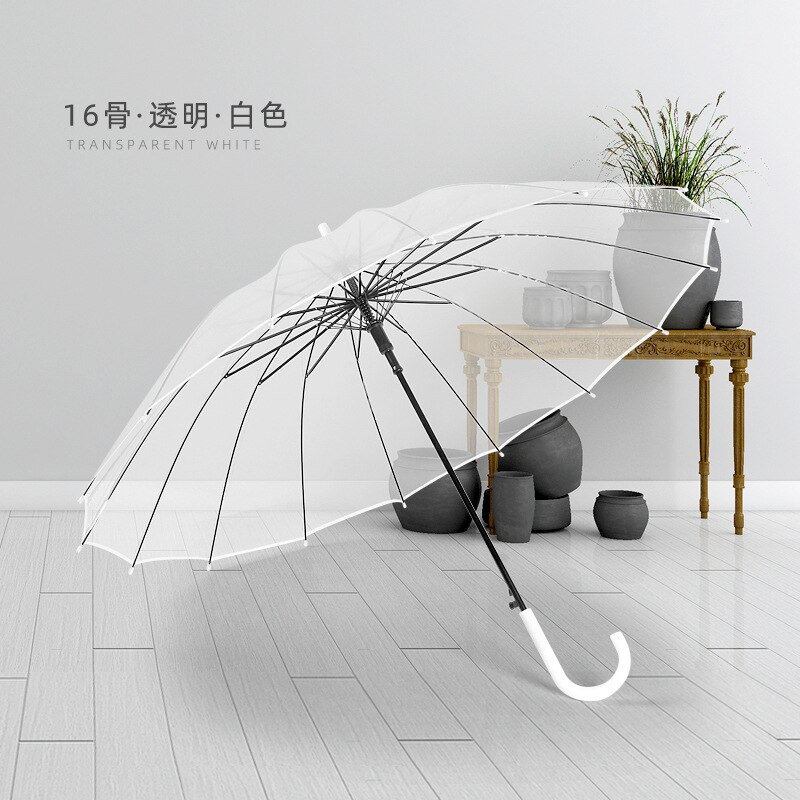 Lightweight Plastic Handle Umbrella 16-bone Transp... – Grandado