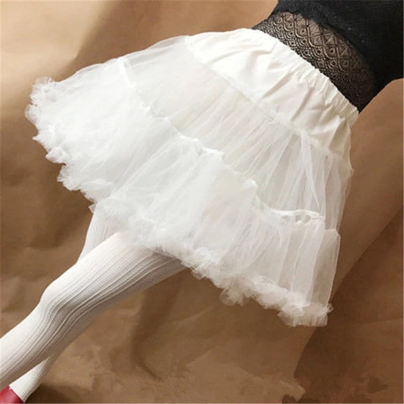 Women Girls Ruffled Short Petticoat Solid White Co... – Grandado