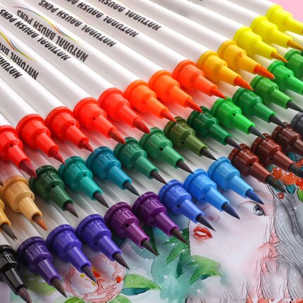 48 Color Water Based Ink Real Brush Pen With Soft ... – Grandado