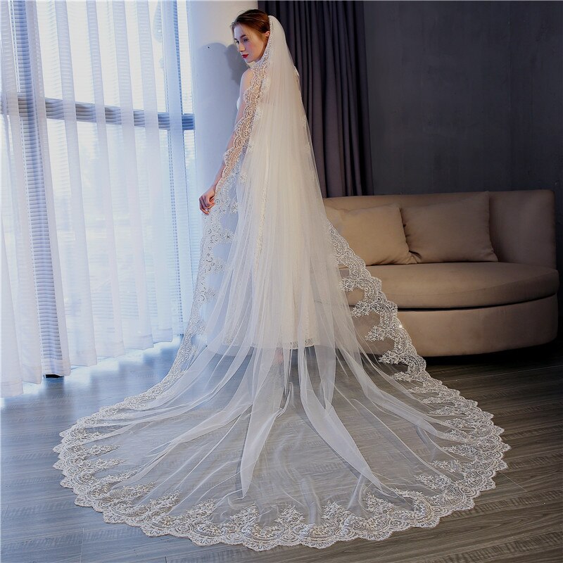 5 Meter White Ivory Cathedral Wedding Veils Long L... – Vicedeal