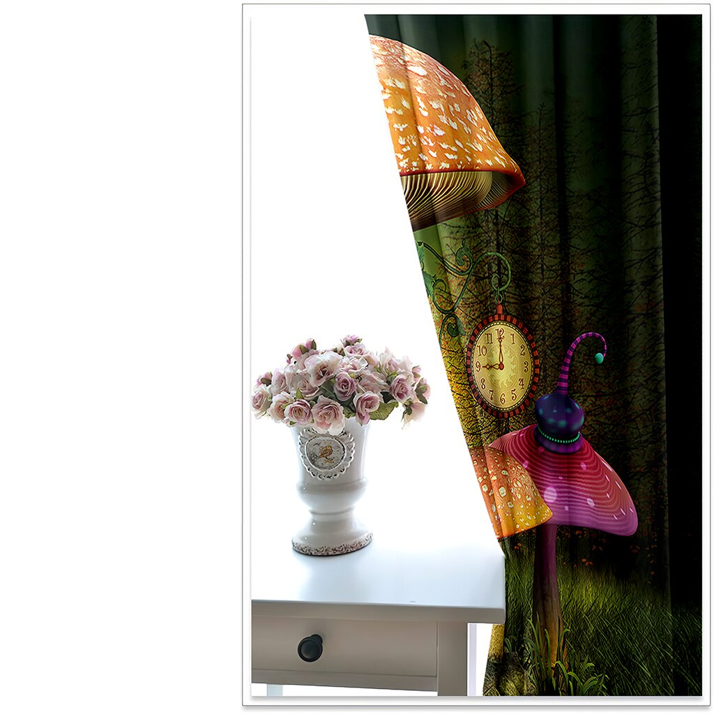 Conte de fées forêt champignon impression rideau s... – Grandado