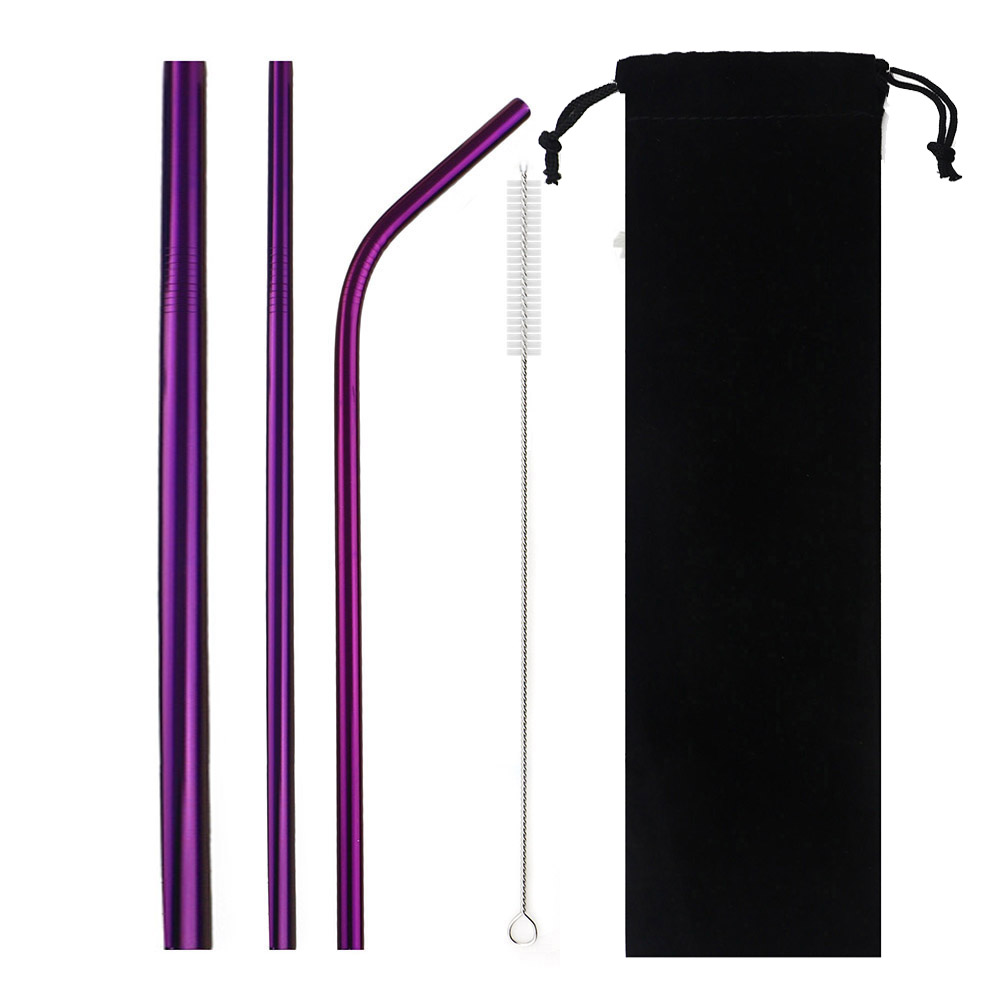 5-Pcs Metal Reusable Straw Colorful Pink Eco-Frien... – Grandado