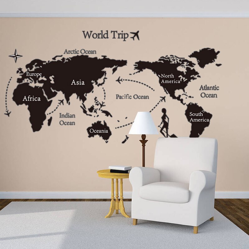 World Trip Map Wall Stickers For Home Decor Living... – Grandado
