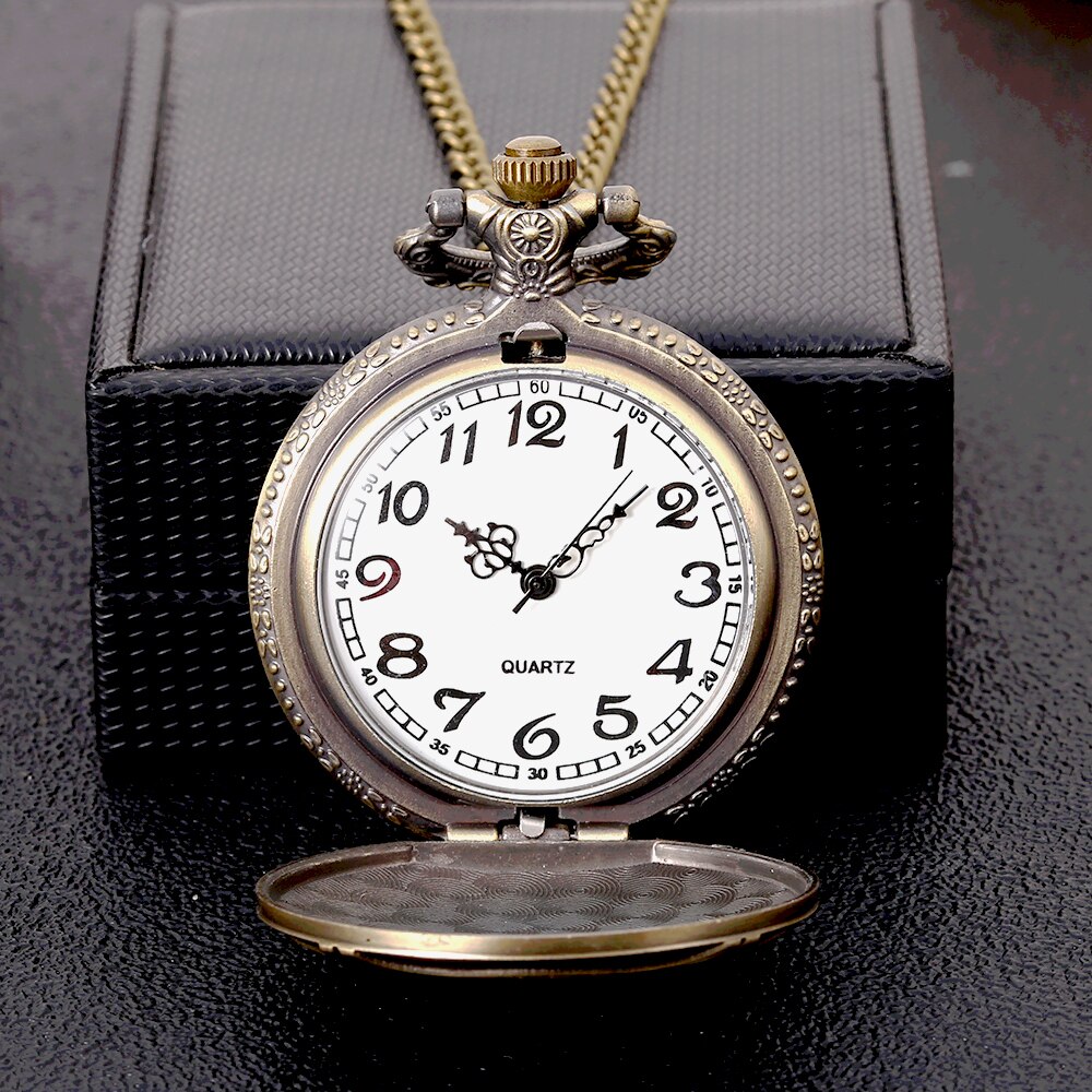 8829 Copper Color Pocket Watch Red Embossed Pocket... – Grandado