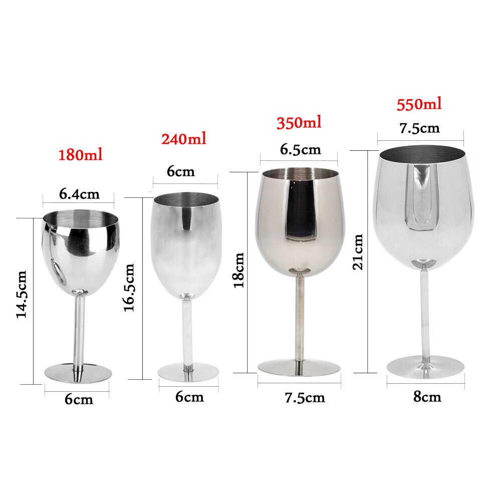 2 stk vinglass rustfritt stål 18/8 metall vinglass... – Grandado