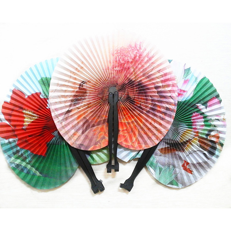2Pcs China Style Retro Flower Printing Hand Fan Fo... – Grandado