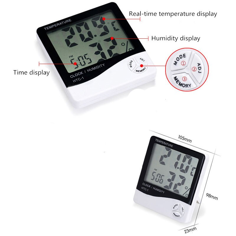 High precision indoor digital LCD thermometer hygr... – Grandado