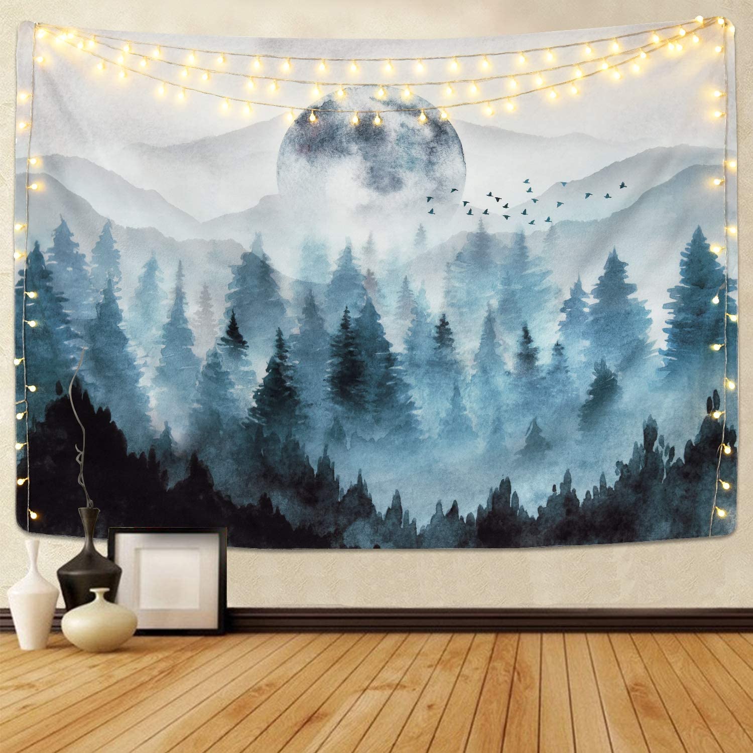 Forest Foggy Mountain Tapestry Magical Tree Tapest... – Grandado