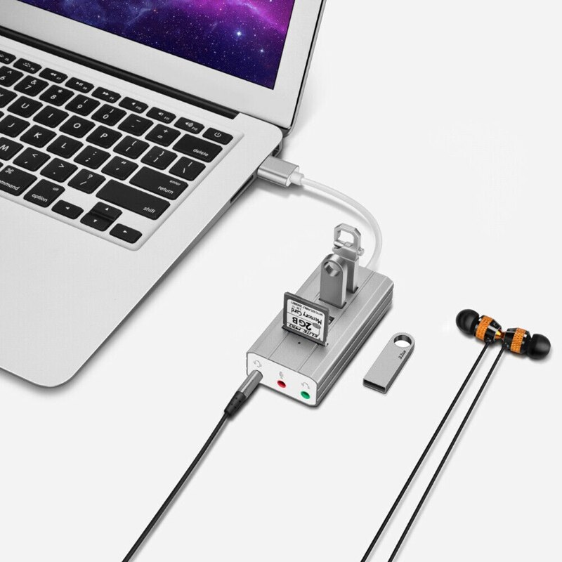 3 USB Hub External Sound Card AUX Microphone Heads... – Grandado