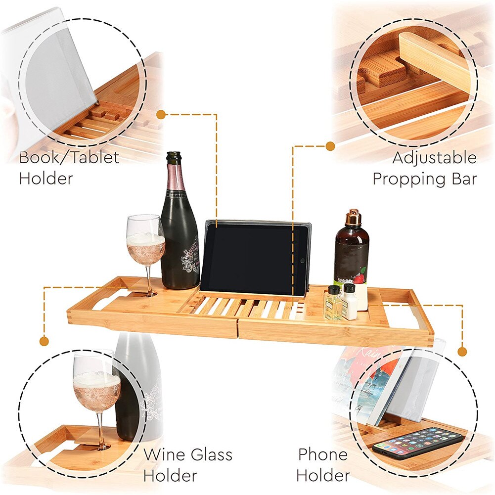 Extendable Bathroom Shelf Bathtub Tray Shower Cadd... – Grandado