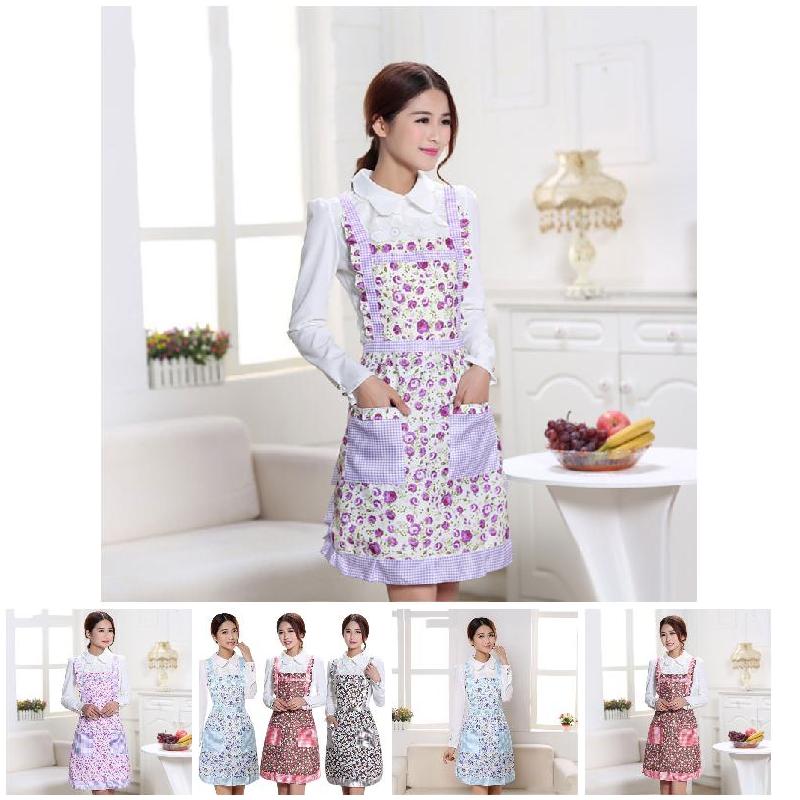 Women Apron with Pockets Waterproof Plaid Print Ki... – Vicedeal