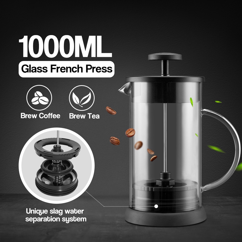 Stainless Steel Borosilicate French Press GlassCof... – Vicedeal