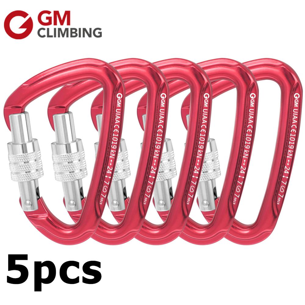 GM CLIMBING 5pcs 24kN D-shape Screw Locking Carabi... – Grandado