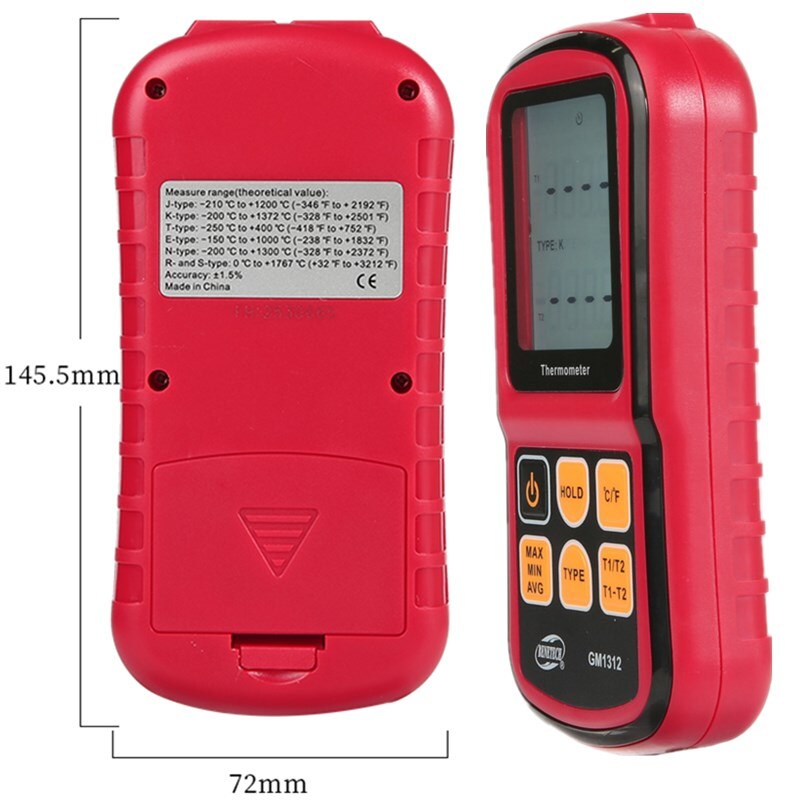 GM1312 Thermocouple Thermometer Temperature Meter ... – Grandado