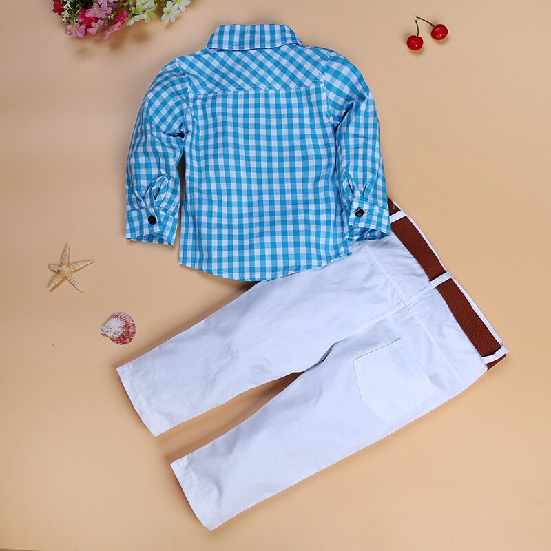 Autumn style Boy clothes set kids plaid long-sleev... – Grandado