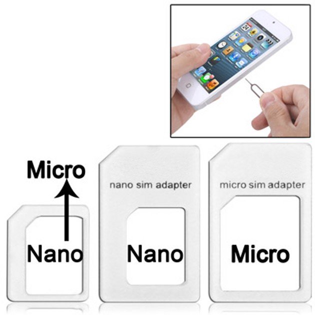 Nano SIM Adapter/micro-SIM/standard SIM-Weiß – Grandado