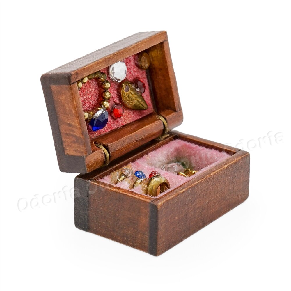 Odoria 1:12 Miniature Wooden Jewelry Box Mini Ches... – Grandado