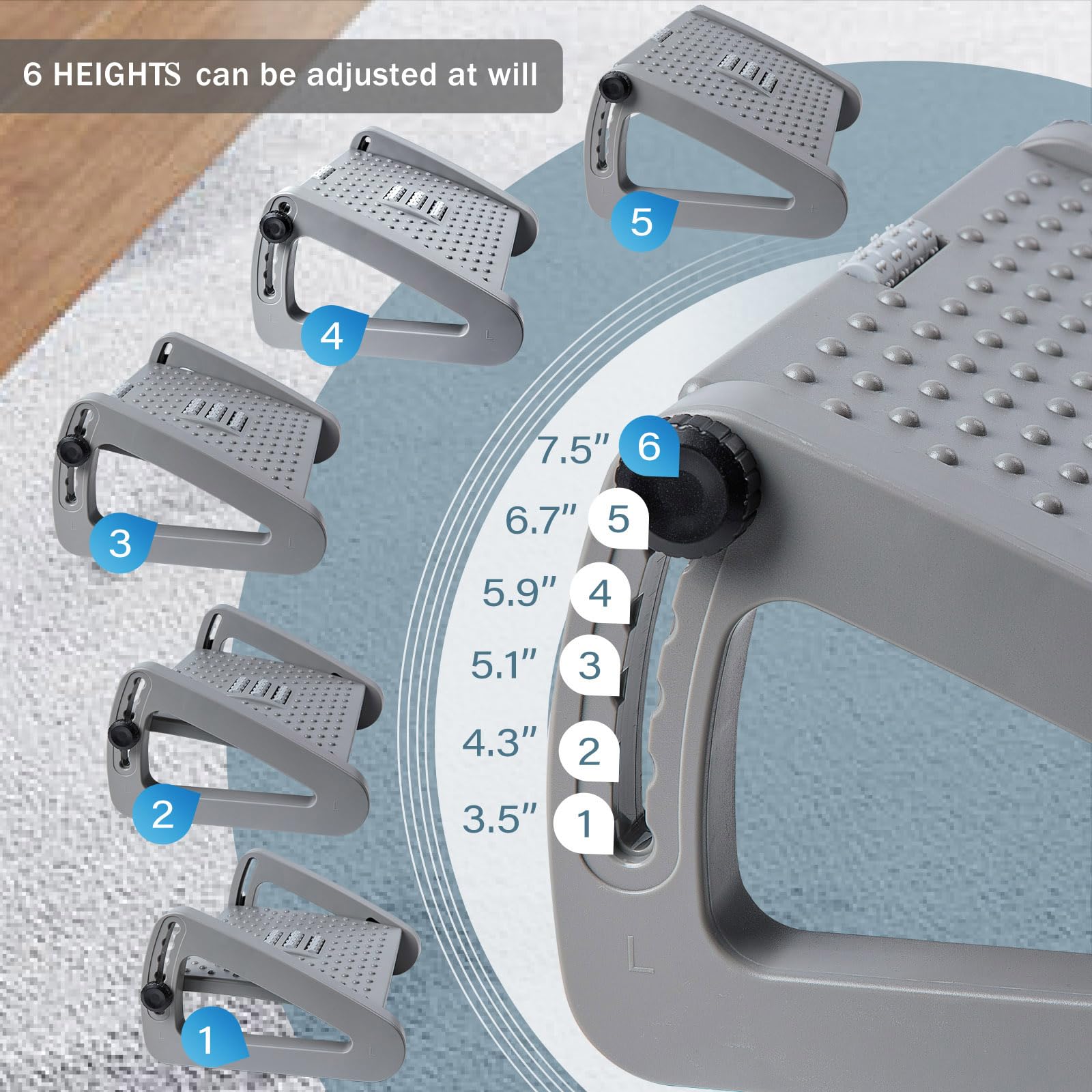 Foot Rest for Under Desk at Work,Adjustable Height... – Vicedeal