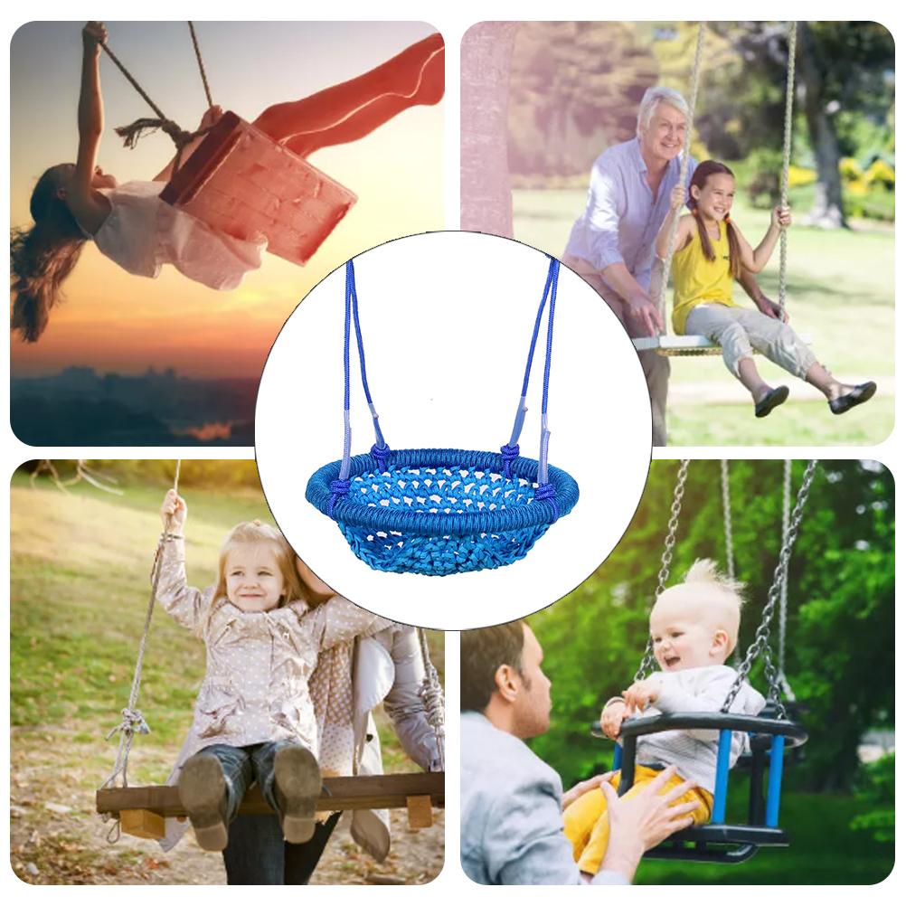 Adjustable Swing Seat With Rope Hand-Knitting Roun... – Grandado