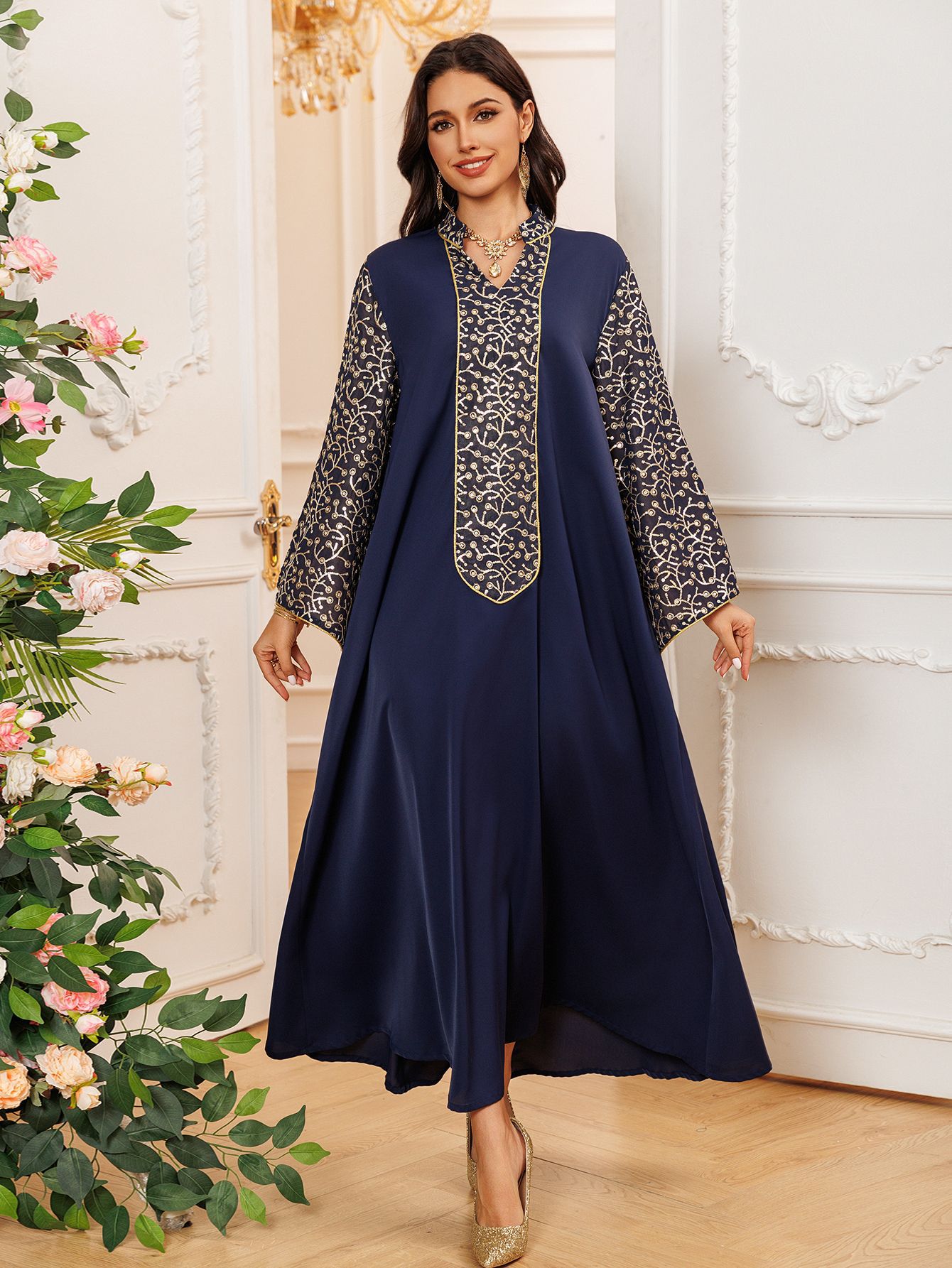 Middle East Women Dress Dubai Robe Embroidered Spl... – Grandado