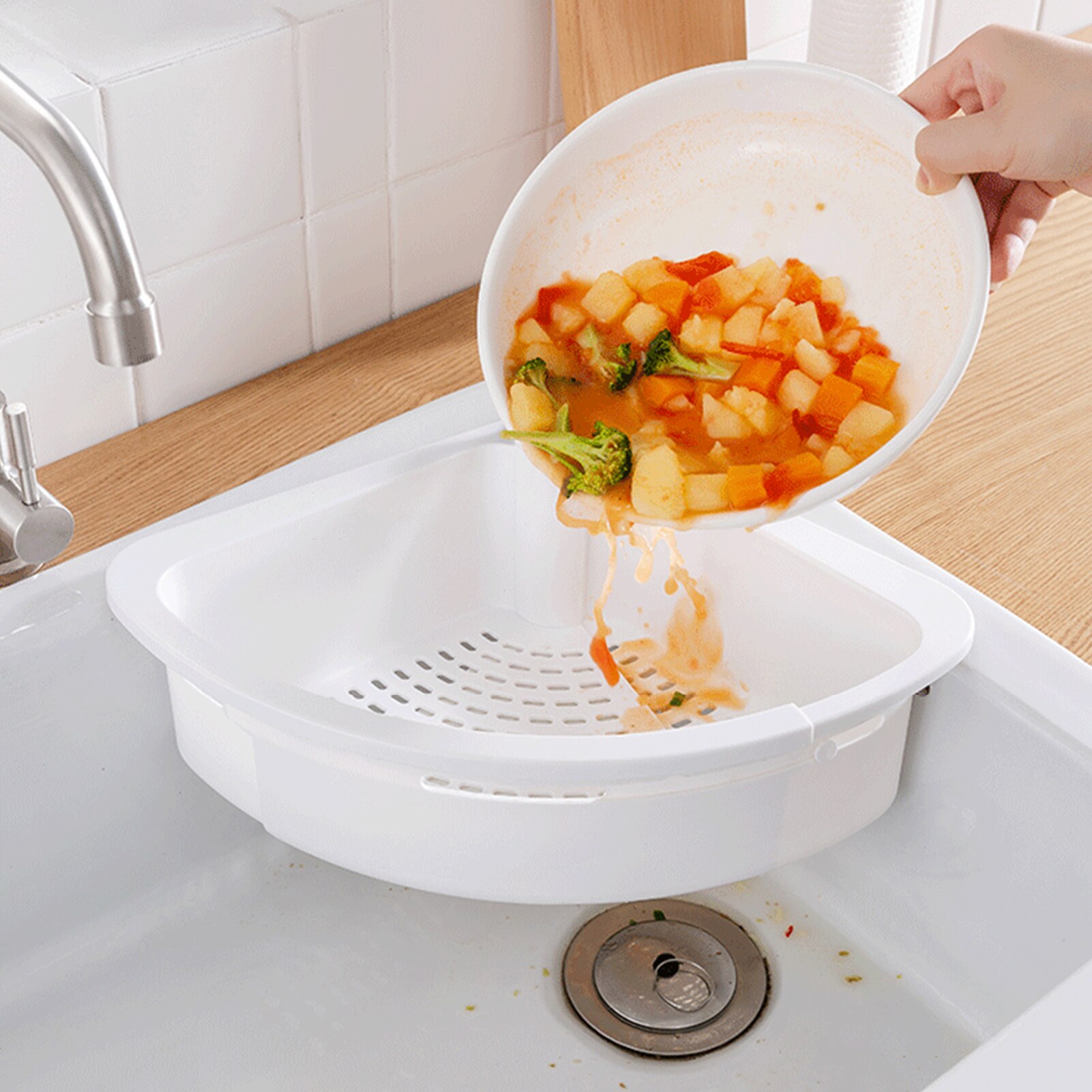 Rotary Telescopic Fruit Vegetable Drain Basket Tri... – Grandado