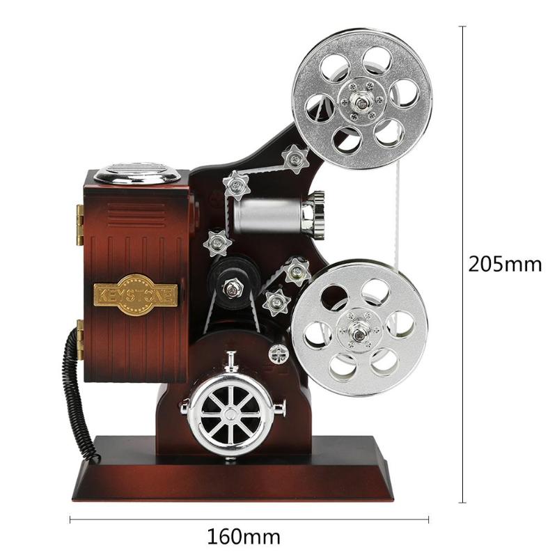Retro Movie Film Projector Music Box Wood Metal An... – Grandado