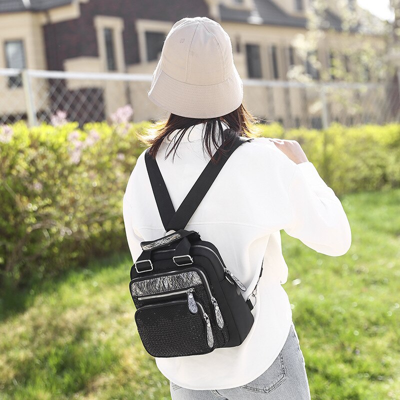 shiny women backpack college black multifunctional... – Vicedeal