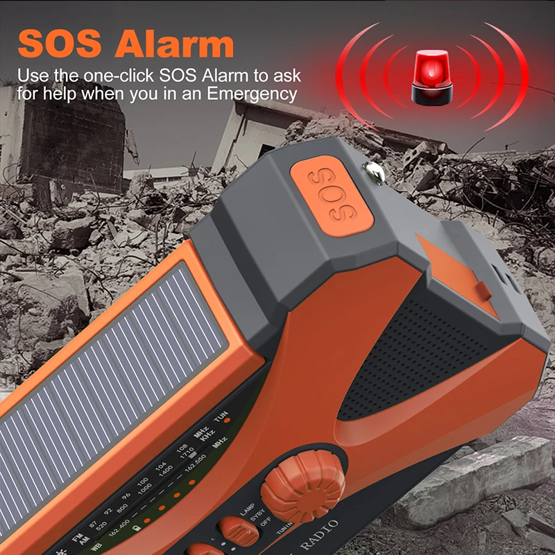 Solar Emergency Radio 10000mAh Hand Crank Portable... – Grandado