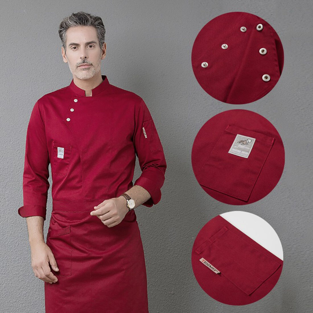 Unisex Chef Uniform Long Sleeve Bakery Restaurant ... – Grandado