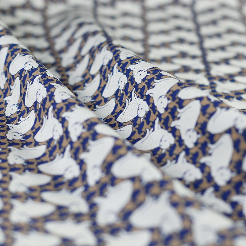 Cat prints silk fabric fabrics animal print 100 si... – Grandado