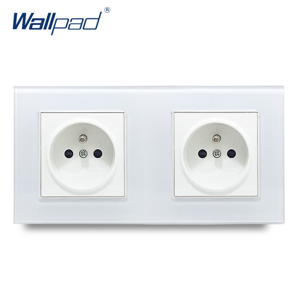 Triple French Socket Wallpad Crystal White Glass P... – Vicedeal